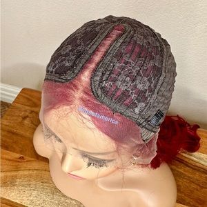 Accessories | Red Wig Lace Front Middle Part 26 Inch Long Wavy Layered ...